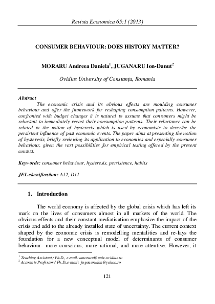 (PDF) Consumer Behaviour: Does History Matter