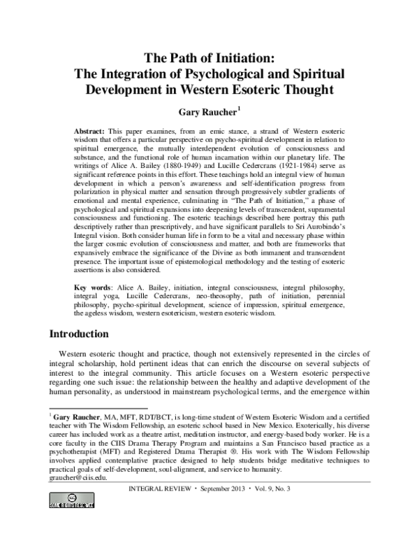 (PDF) The Path of Initiation: The Integration of Psychological and ...