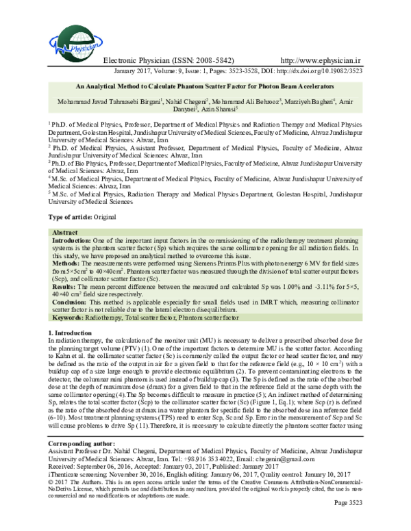 (PDF) An Analytical Method to Calculate Phantom Scatter Factor for ...