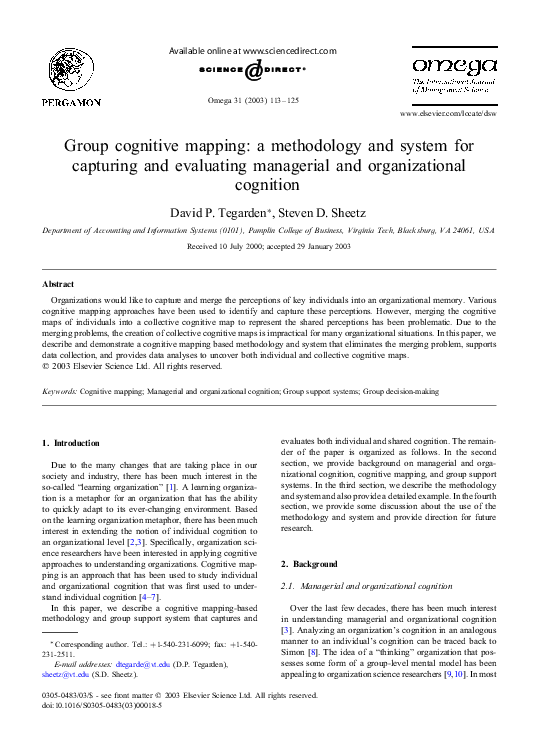 (PDF) Group cognitive mapping: a methodology and system for capturing and evaluating managerial ...