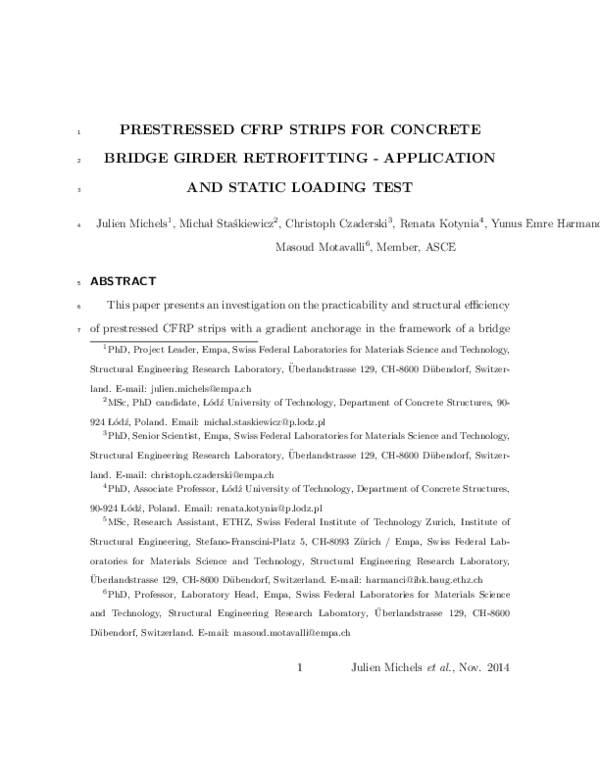 (PDF) Prestressed CFRP Strips for Concrete Bridge Girder Retrofitting ...