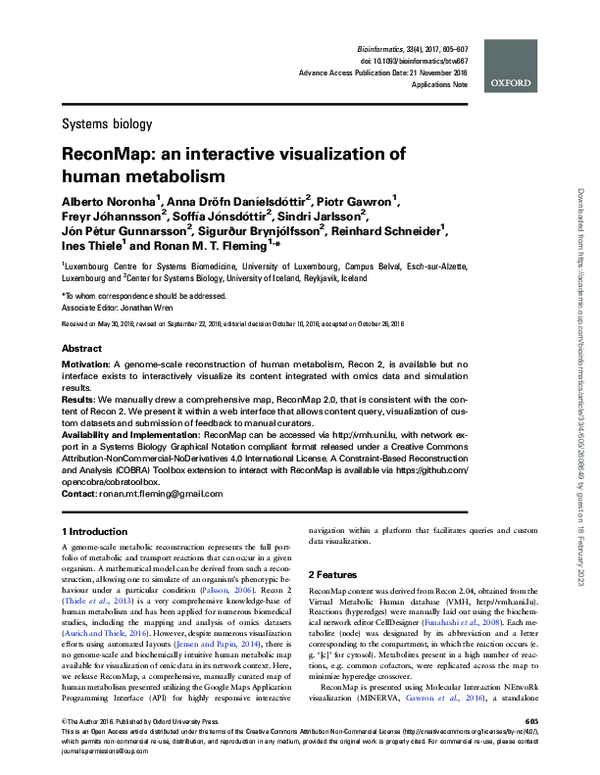 (PDF) ReconMap: an interactive visualization of human metabolism