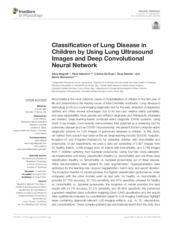 (PDF) Classification of Lung Disease in Children by Using Lung Ultrasound Images and Deep ...
