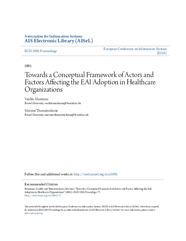 (PDF) Towards a Conceptual Framework of Actors and Factors Affecting the EAI Adoption in ...