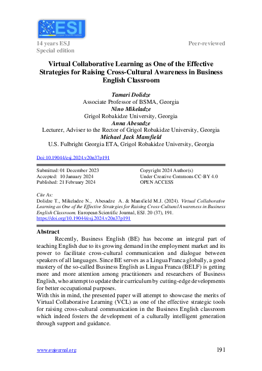 (PDF) Virtual Collaborative Learning as One of the Effective Strategies for Raising Cross ...