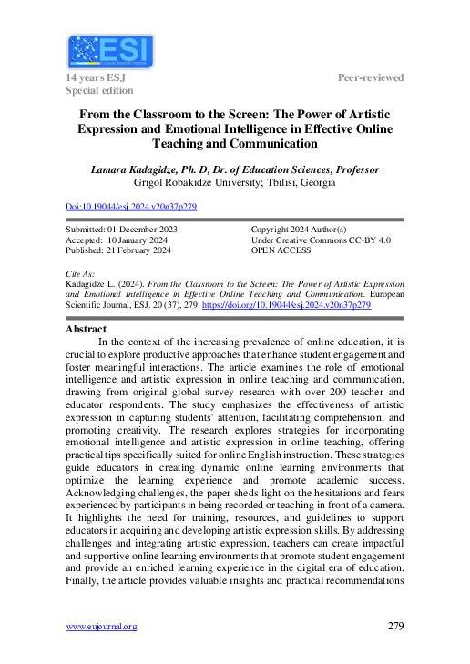 (PDF) From the Classroom to the Screen: The Power of Artistic ...