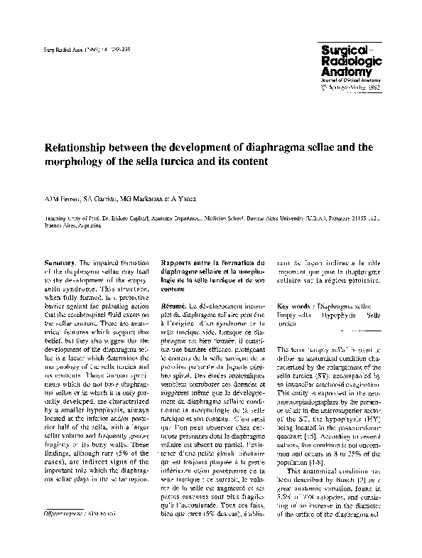 (PDF) Relationship between the development of diaphragma sellae and the ...