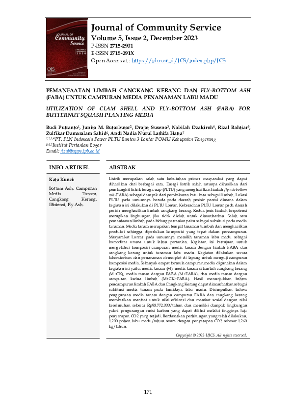 (PDF) Pemanfaatan Limbah Cangkang Kerang Dan Fly-Bottom Ash (Faba) Untuk Campuran Media ...