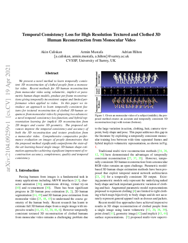 (PDF) Temporal Consistency Loss for High Resolution Textured and ...