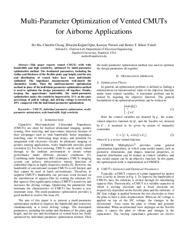 Multi-parameter optimization of vented CMUTs for airborne applications
