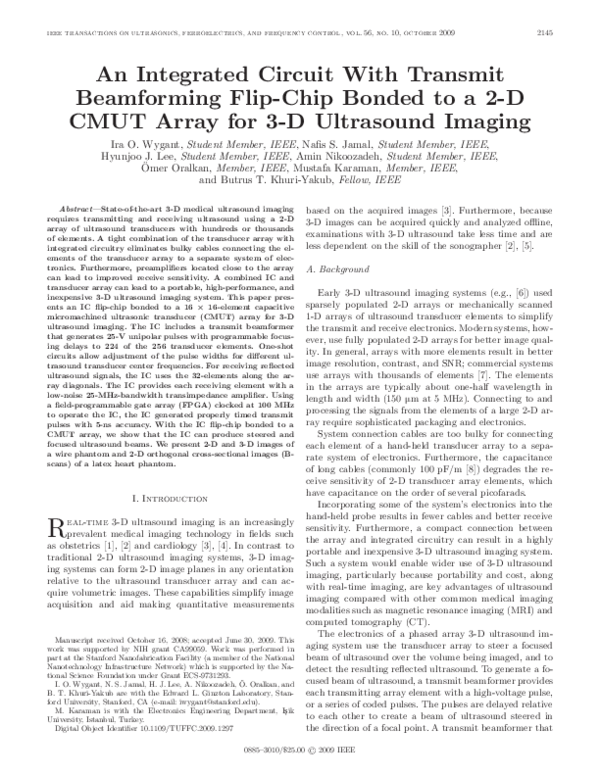 (PDF) An integrated circuit with transmit beamforming flip-chip bonded to a 2-D CMUT array for 3 ...