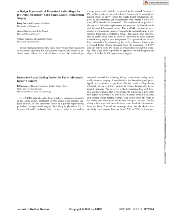 (PDF) A Design Framework of Unloaded Leaflet Shape for the Ovine ...