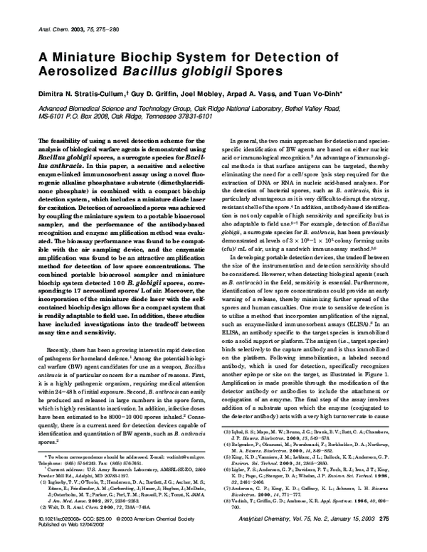 (PDF) A Miniature Biochip System for Detection of Aerosolized Bacillus ...