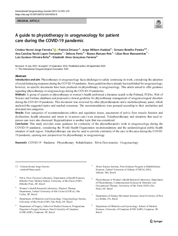 (PDF) A guide to physiotherapy in urogynecology for patient care during ...