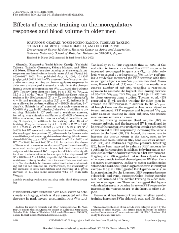(PDF) Effects of exercise training on thermoregulatory responses and ...