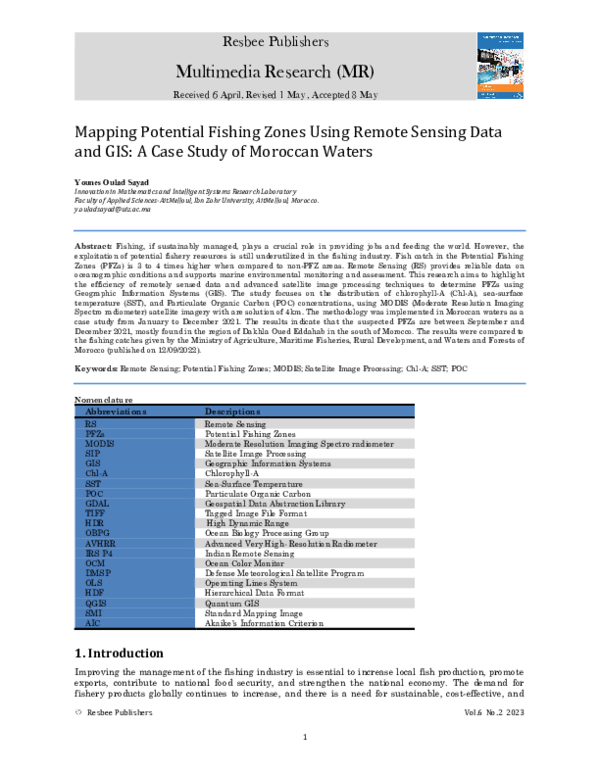 (PDF) Mapping Potential Fishing Zones Using Remote Sensing Data and GIS ...