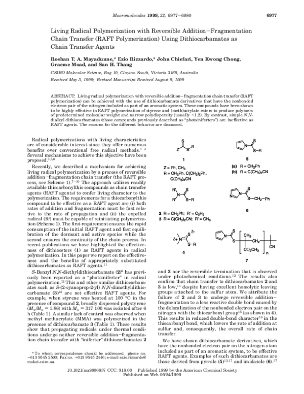 (PDF) Living Radical Polymerization with Reversible Addition− ...