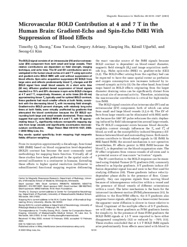 (PDF) Microvascular BOLD contribution at 4 and 7 T in the human brain ...