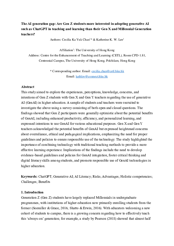 (PDF) The AI generation gap: Are Gen Z students more interested in ...