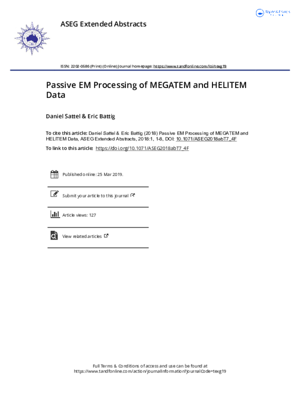 (PDF) Passive EM Processing of MEGATEM and HELITEM Data