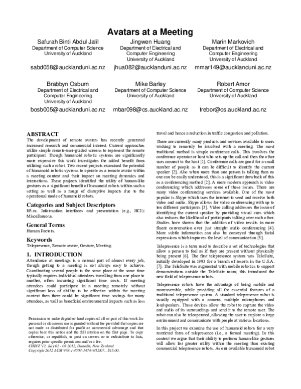 (PDF) Avatars at a meeting