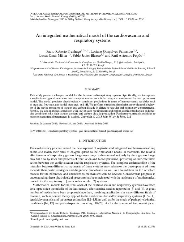 (PDF) An integrated mathematical model of the cardiovascular and ...
