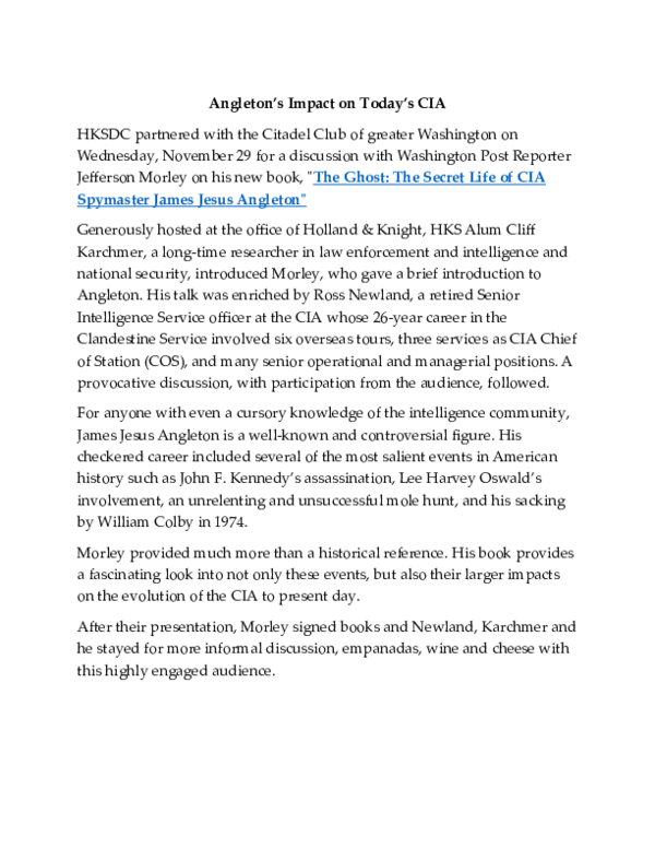 (PDF) Jefferson Morley and Ghost: The Life of CIA Spymaster James Jesus ...