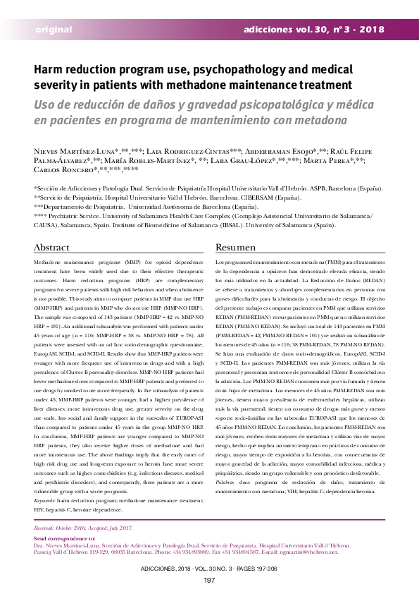 (PDF) Uso de reducción de daños y gravedad psicopatológica y médica en ...