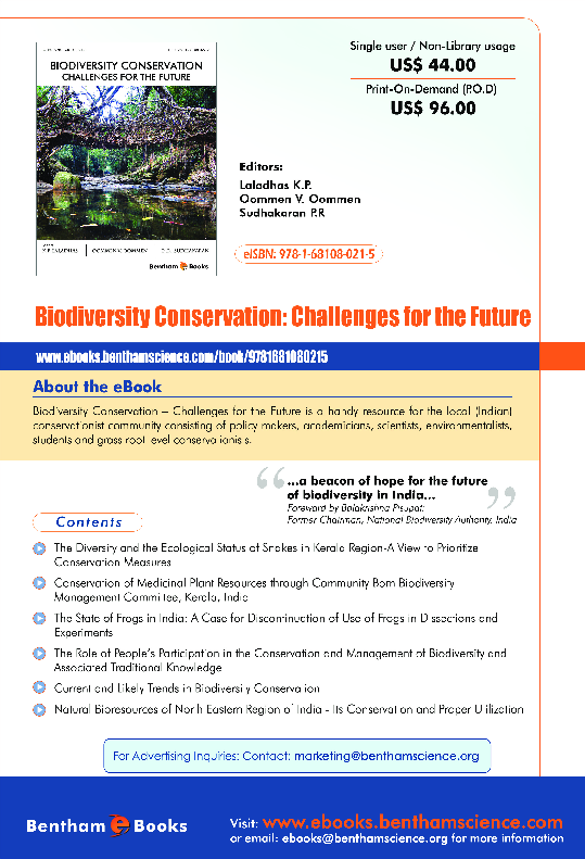 (PDF) Biodiversity Conservation - Challenges for the Future