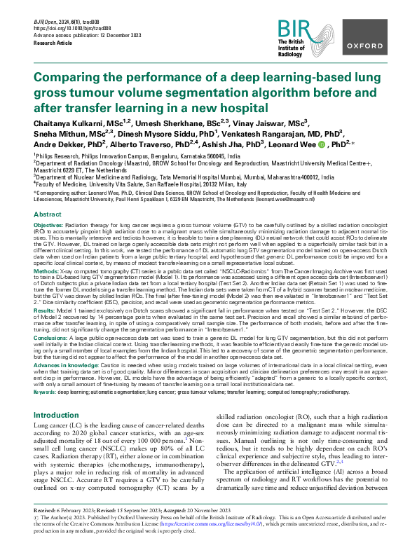 (PDF) Comparing the performance of a deep learning-based lung gross tumour volume segmentation ...