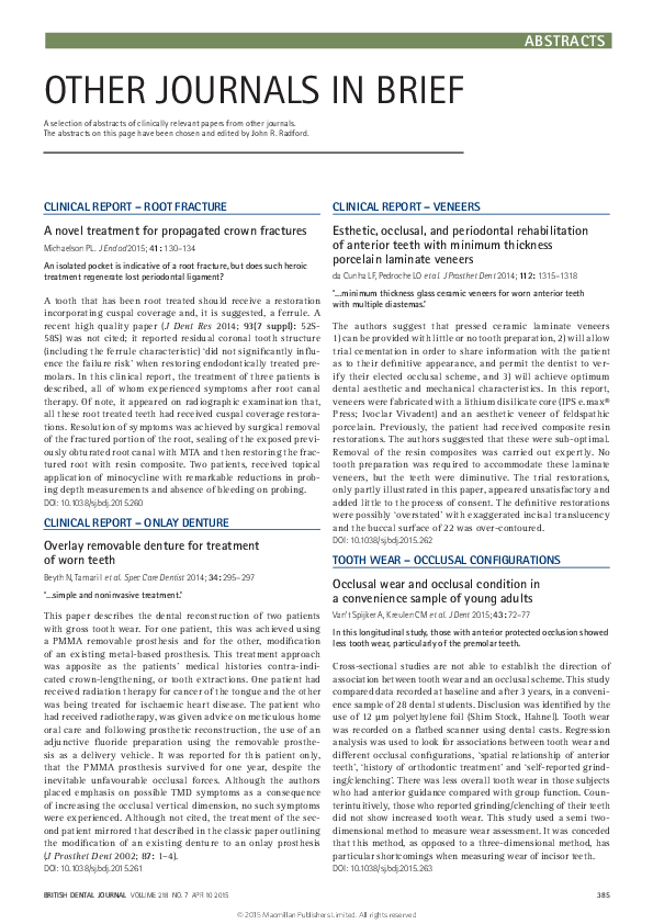 (PDF) Overlay removable denture for treatment of worn teeth