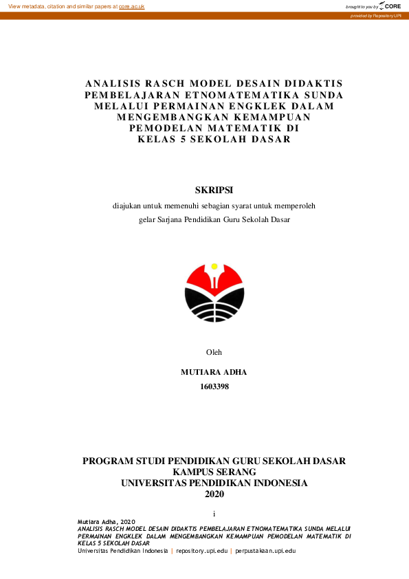 (PDF) Analisis Rasch Model Desain Didaktis Pembelajaran Etnomatematika ...