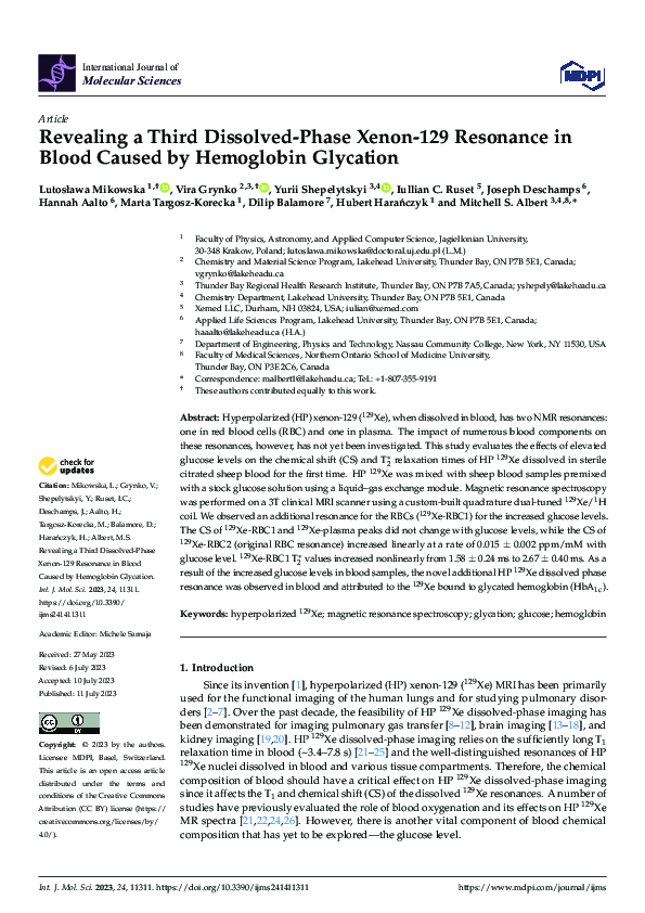 (PDF) Revealing a Third Dissolved-Phase Xenon-129 Resonance in Blood ...