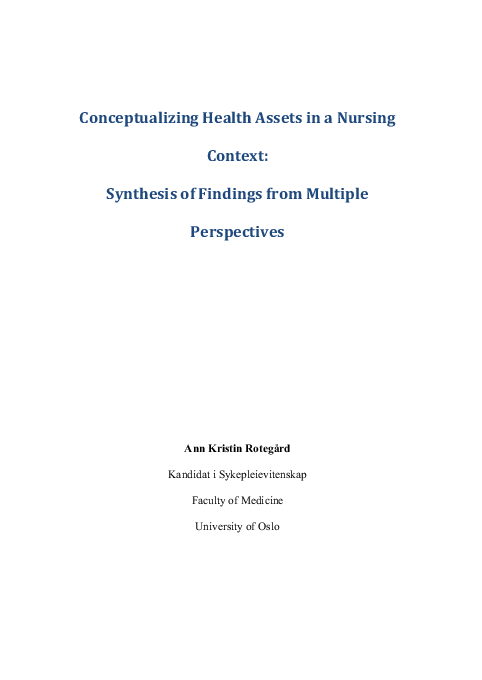 (PDF) Health assets: A concept analysis