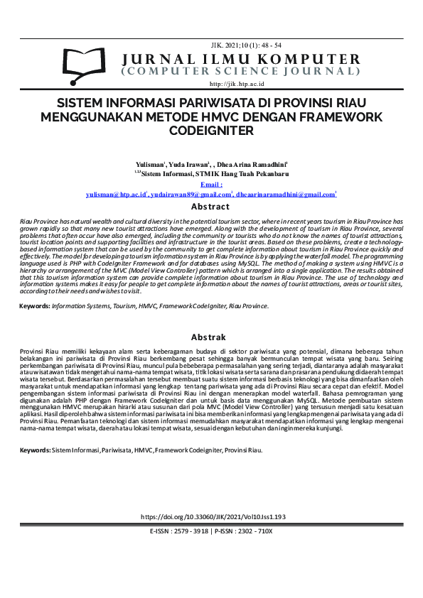 (PDF) Sistem Informasi Pariwisata Di Provinsi Riau Menggunakan Metode ...