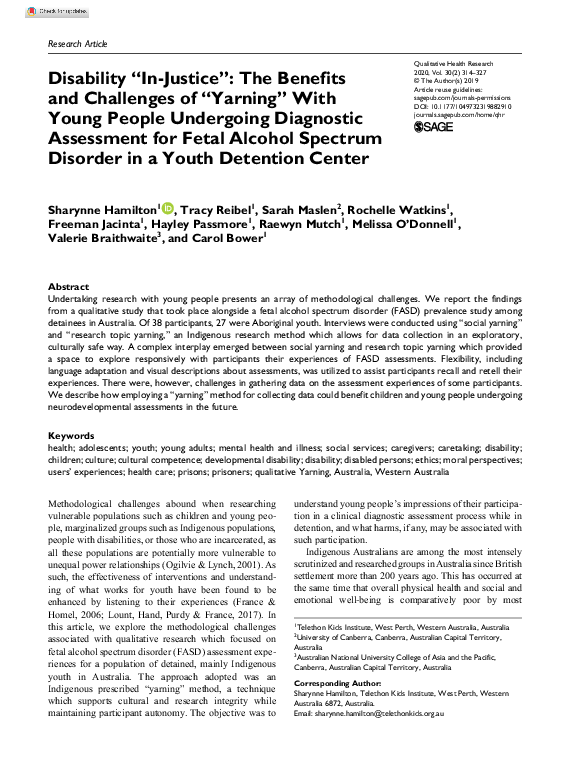 (PDF) Disability “In-Justice”: The Benefits and Challenges of “Yarning ...