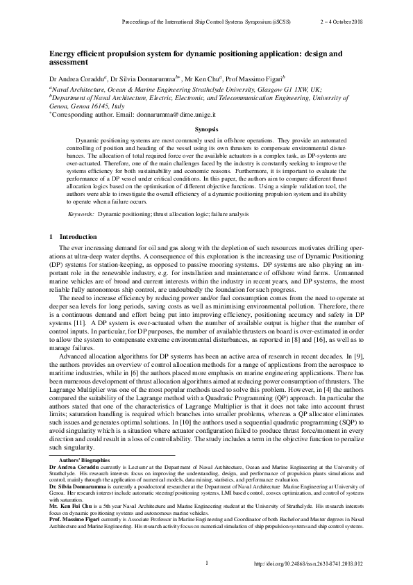 (PDF) Energy efficient propulsion system for dynamic positioning ...