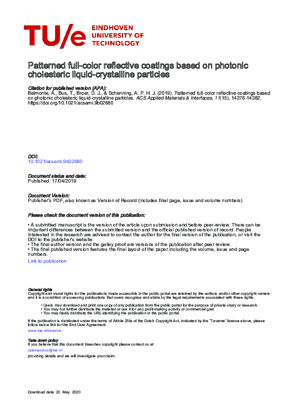 (PDF) Patterned Full-Color Reflective Coatings Based on Photonic ...