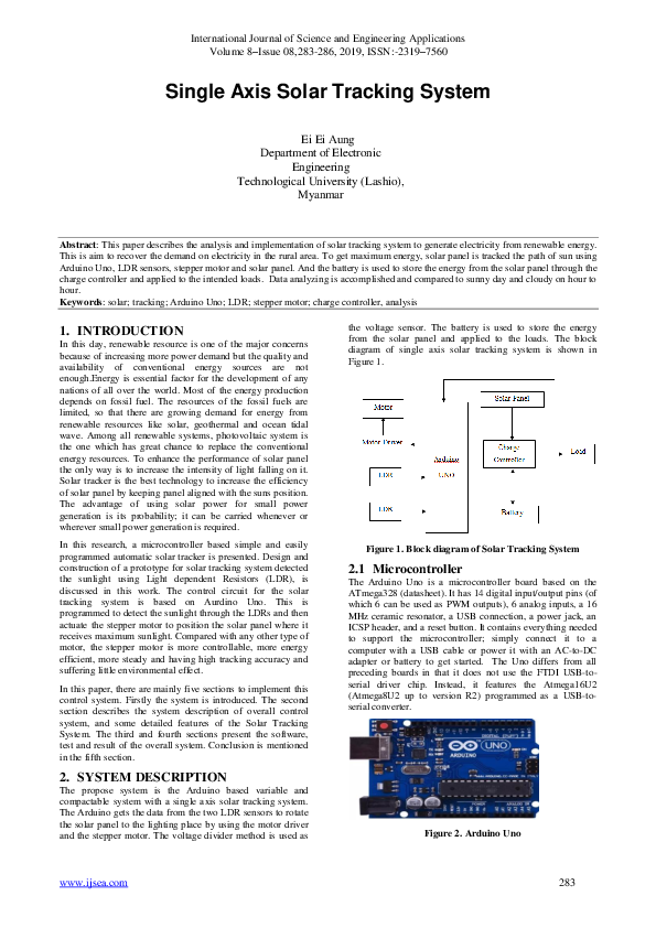 (PDF) Single Axis Solar Tracking System