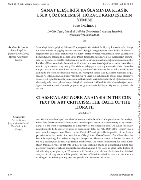 (PDF) Classical Artwork Analysis in the Context of Art Criticism: The ...