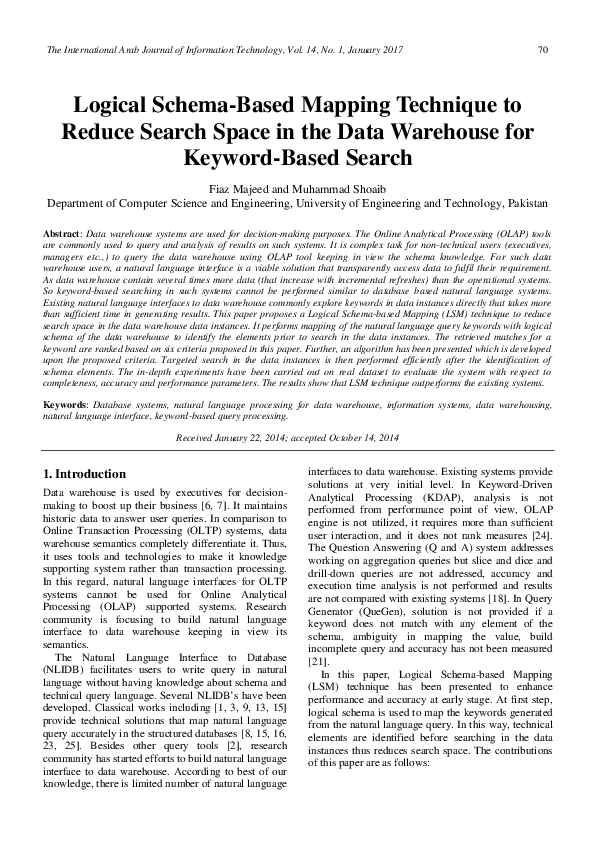 Pdf Efficient Keyword Search In Data Warehouses