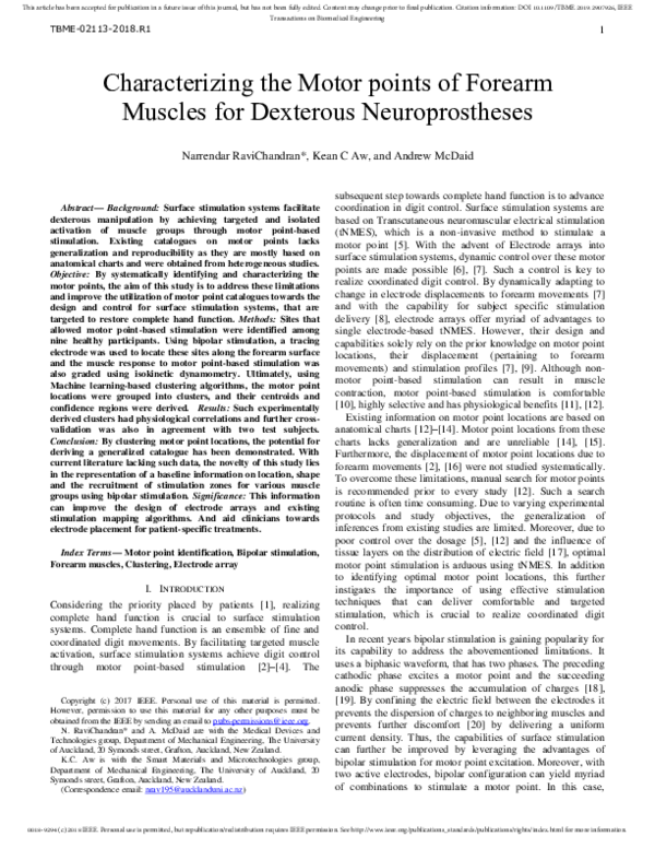 (PDF) Characterizing the Motor Points of Forearm Muscles for Dexterous ...
