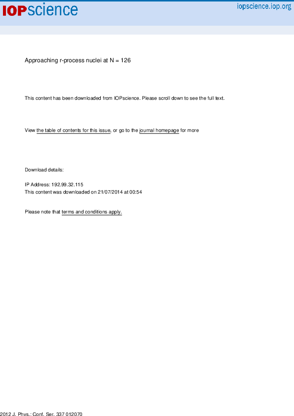 (PDF) Approaching r-process nuclei at N = 126