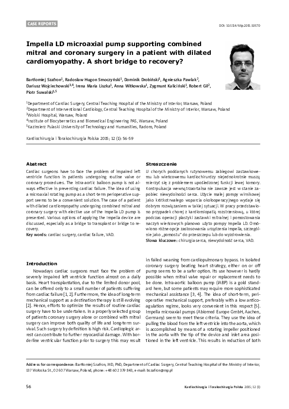 (PDF) Impella LD microaxial pump supporting combined mitral and ...