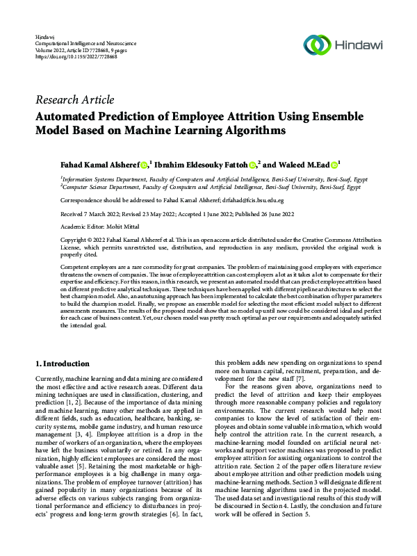 (PDF) Automated Prediction of Employee Attrition Using Ensemble Model Based on Machine Learning ...