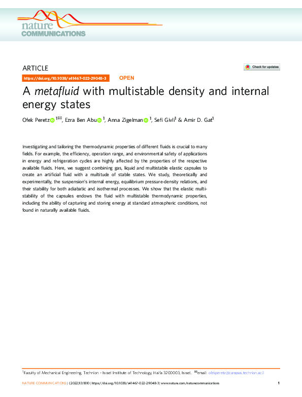 (PDF) A metafluid with multistable density and internal energy states