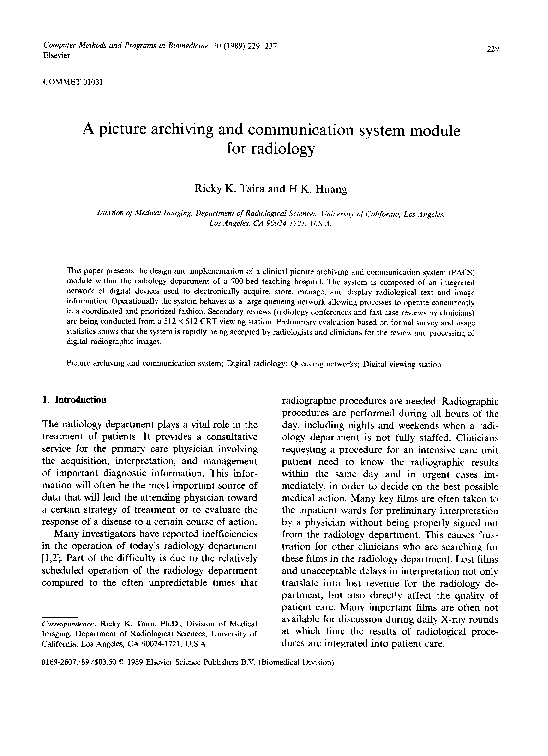 (PDF) A picture archiving and communication system module for radiology ...