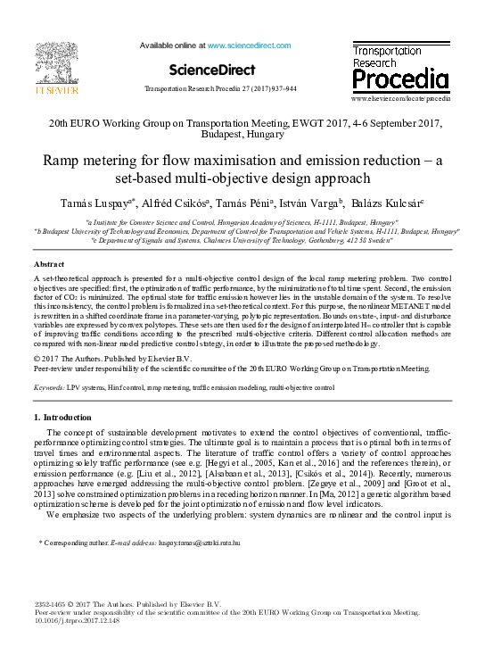 (PDF) Ramp metering for flow maximisation and emission reduction – a set-based multi-objective ...