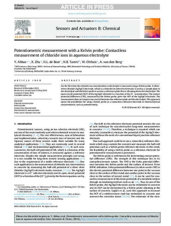 (PDF) Potentiometric measurement with a Kelvin probe: Contactless ...