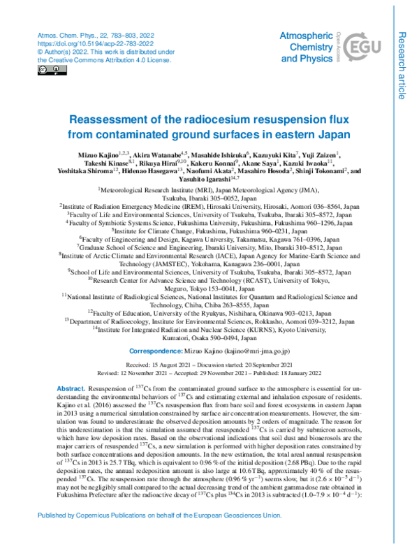 (PDF) Reassessment of the radiocesium resuspension flux from ...
